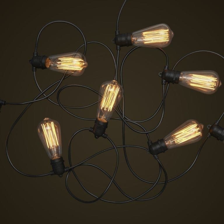 Black 20M Festoon String Light | Choice of Decorative Festoon Globes