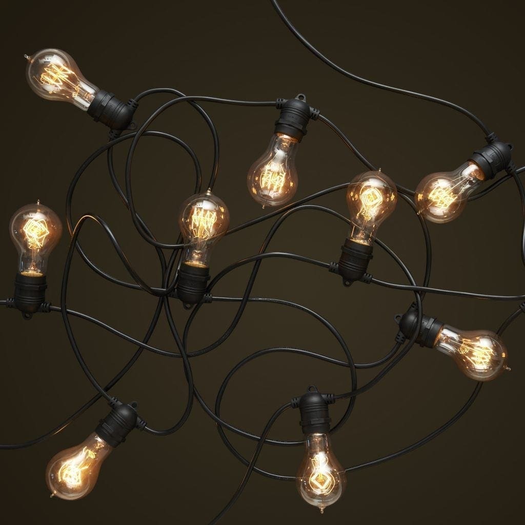 Black 20M Festoon String Light | Choice of Decorative Festoon Globes